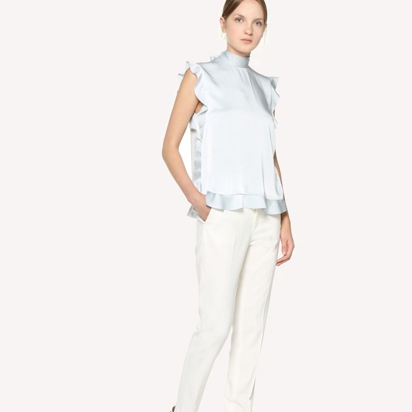 RED Valentino | Tops | New Red Valentino Ruffle Detail Fluid Satin Top ...